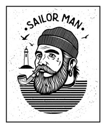Sailor man hand draw Royalty Free Vector Image