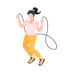 Ai-generated smiling sportswoman jumping rope Vector Image