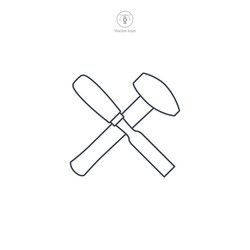 Carpentry woodword mechanic hammer chisel cross Vector Image
