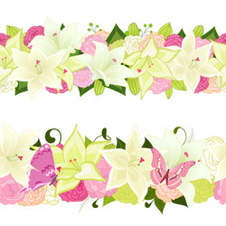 Collection vertical seamless borders with crocus Vector Image