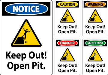 Danger sign keep out open pit Royalty Free Vector Image