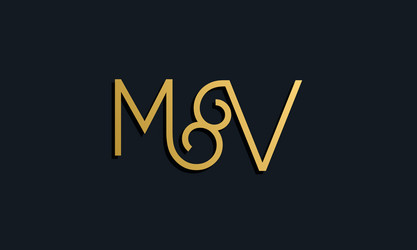 Luxury initial letters mv logo design Royalty Free Vector