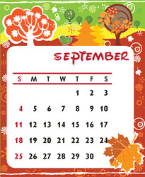 Calendar template with sunflower for september Vector Image