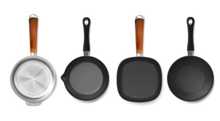Pan dishes realistic set Royalty Free Vector Image