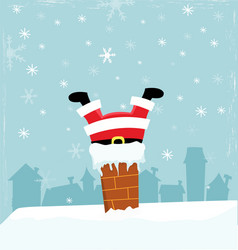Cartoon santa claus stuck in chimney Royalty Free Vector