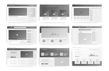 Wireframe website landing page mockup with header Vector Image