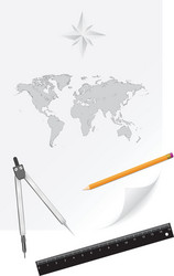 Drawing world map directions on paper Royalty Free Vector