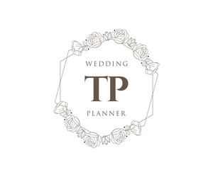 Tp initials letter wedding monogram logos Vector Image
