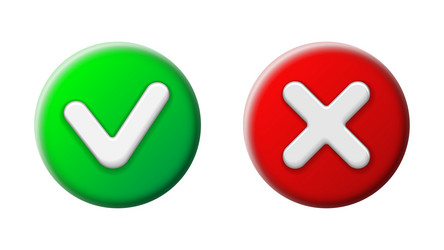 3d check marks pros and cons green mark and red Vector Image