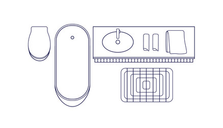 Bathroom interior top view contoured bath room Vector Image