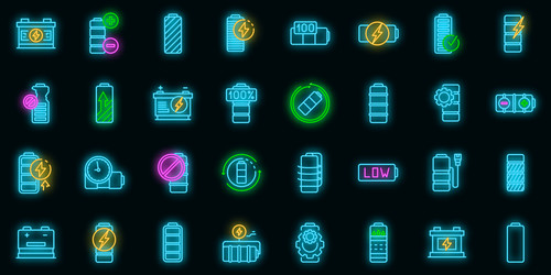 Set Sign Battery Neon Vector Images (over 880)