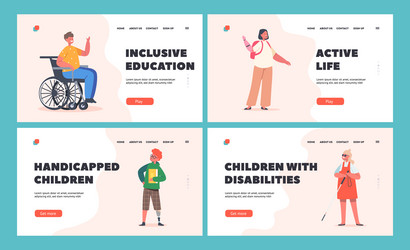 Kids with disabilities set Royalty Free Vector Image