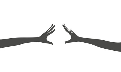 Human hands reaching out to one another almost Vector Image