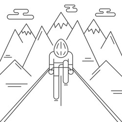 Cyclist and bicycle top view black white Vector Image