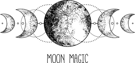 Triple moon pagan wicca moon goddess symbol three Vector Image