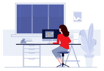 Woman working from home Royalty Free Vector Image