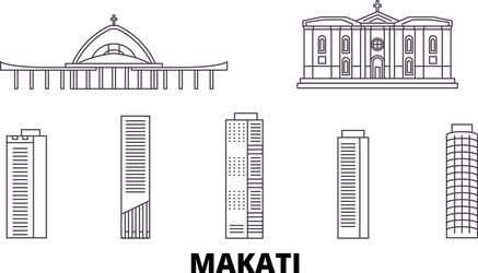Philippines makati line cityscape flat Royalty Free Vector
