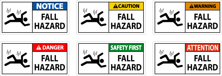 Caution sign fall hazard Royalty Free Vector Image