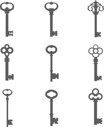 Set of crossed keys design elements Royalty Free Vector