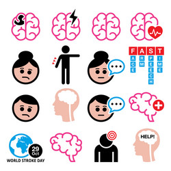 Depression stress icons set - mental health Vector Image