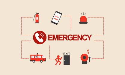 Emergency word concept background logo Royalty Free Vector