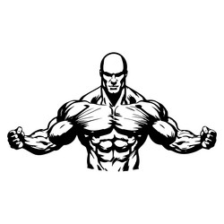 Muscular body in drawing stencil Royalty Free Vector Image