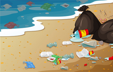 A dirty beach pollution background Royalty Free Vector Image