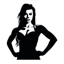 Bodybuilder woman black icon on white background Vector Image