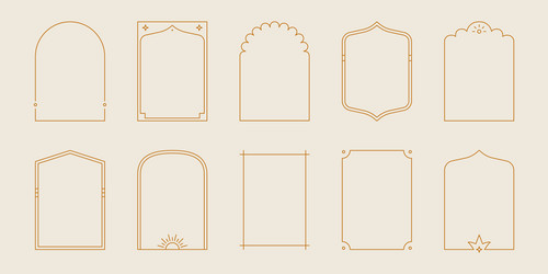 Line arch frame set minimal style arch oval Vector Image