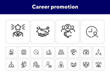Career promotion line icon set Royalty Free Vector Image