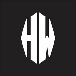 Hw logo monogram with piece circle ribbon style Vector Image