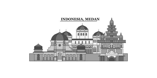Indonesia medan city skyline architecture Vector Image