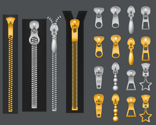 Different zipper pullers set Royalty Free Vector Image