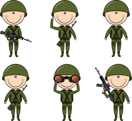 Army cartoon man soldiers in uniform military Vector Image