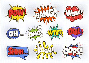 Omg lettering comic text sound effect speech Vector Image