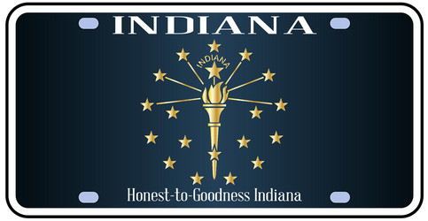 Indiana flag license plate Royalty Free Vector Image