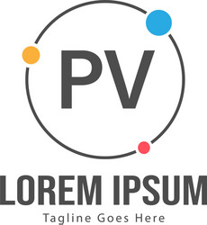 Initial pv logo template with modern frame Vector Image