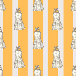 Apron pinafore engraved seamless pattern kitchen Vector Image