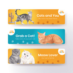 Animal banner with cat story for web design 2 Vector Image