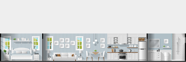 Modern house cross section with rooms Royalty Free Vector