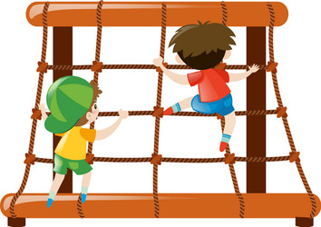 Two boys jumping rope together Royalty Free Vector Image