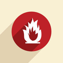 Fire warning sign shield flame with long Vector Image