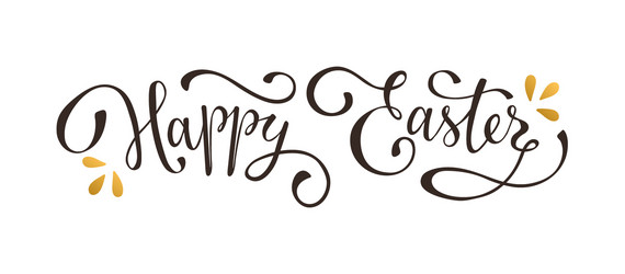Easter happy handwritten lettering isolated Vector Image