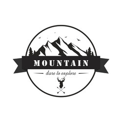 Black and white mountain explorer adventure logo Vector Image