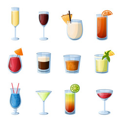 Cocktails realistic alcoholic drinks in glasses Vector Image