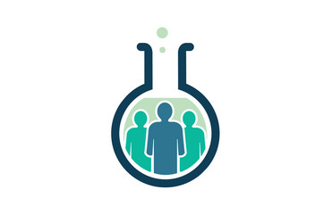 Teamwork colored lab science logo Royalty Free Vector Image