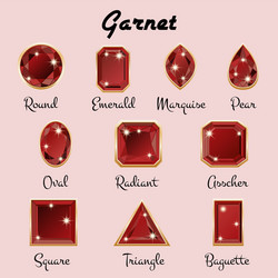 Colors of garnet in different cuts Royalty Free Vector Image