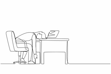 Continuous one line drawing professional burnout Vector Image