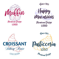 Dessert menu logo template with doodle sweet food Vector Image