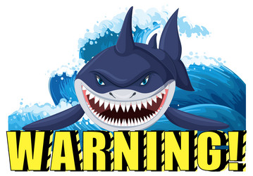 A marine logo with big blue shark Royalty Free Vector Image